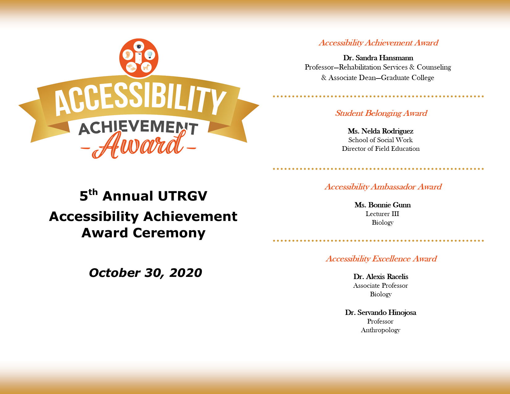 UTRGV Accessibility Achievement Award | UTRGV